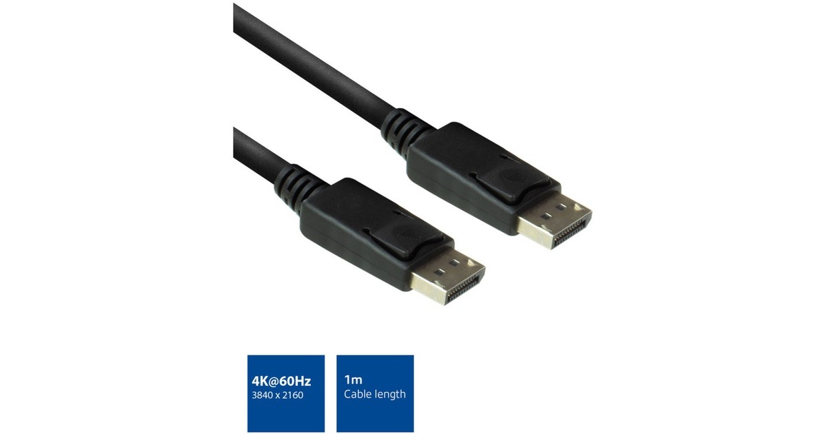 ACT Connectivity 1 meter DisplayPort kabel male - male Zwart