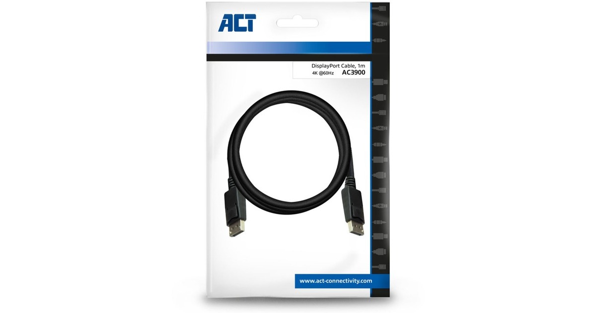 ACT Connectivity 1 meter DisplayPort kabel male - male Zwart