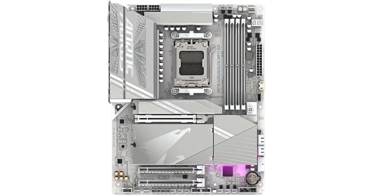 GIGABYTE X870 AORUS ELITE WIFI7 ICE socket AM5 moederbord Zilver, RAID ...