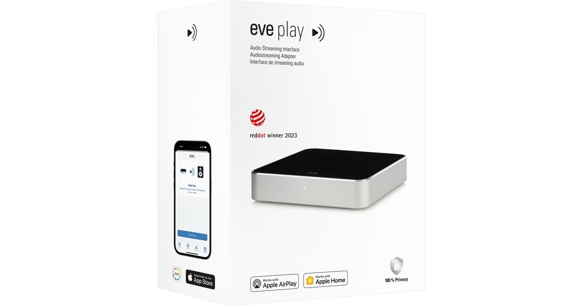 Eve Play netwerkspeler Zilver/zwart, AirPlay, LAN, 2.4/5 GHz Wi-Fi