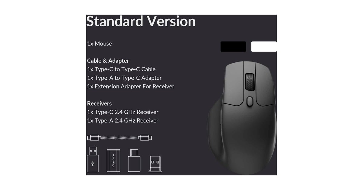 Keychron M6-A1 Wireless Mouse Zwart, 100 - 26000 DPI, USB-C / Bluetooth ...