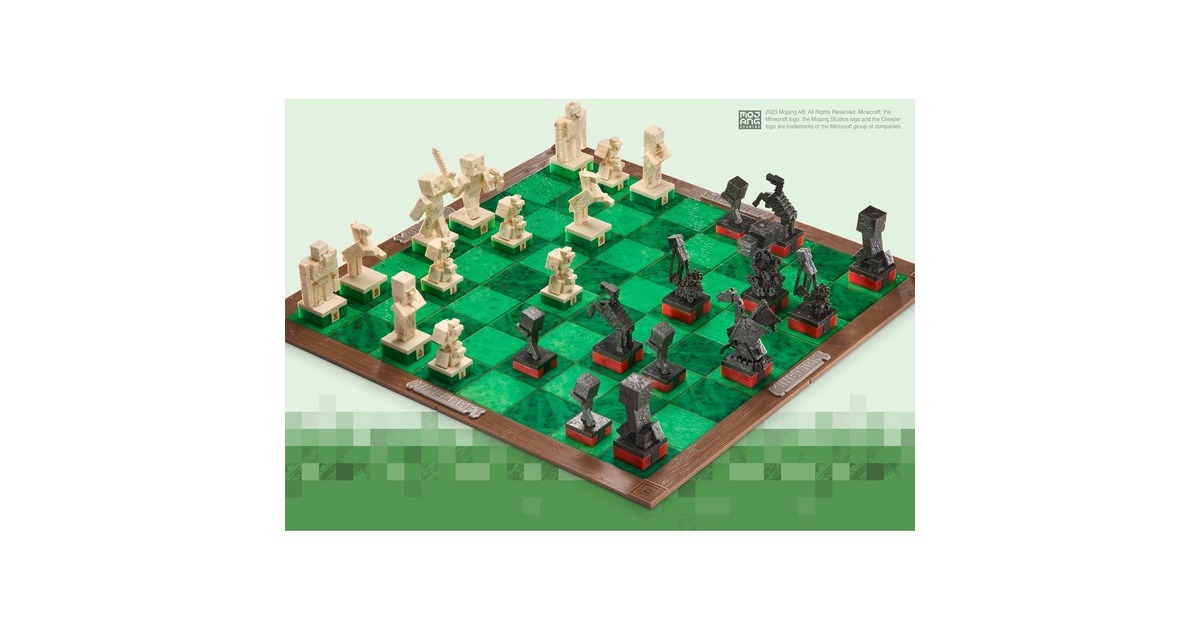 Noble Collection Minecraft Chess Set: Overworld Heroes vs. Hostile Mobs ...