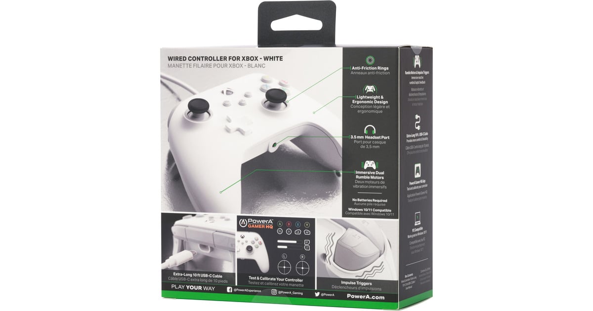 PowerA Xbox Wired Controller White Wit, Xbox Series X|S, Xbox One, Windows