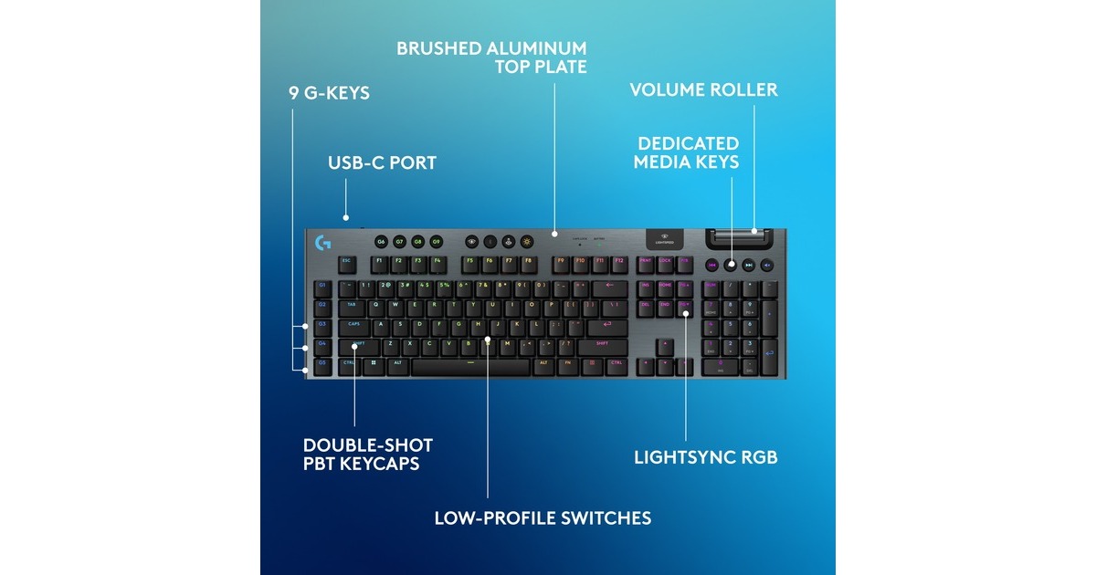 Logitech G915 X LIGHTSPEED Low-Profile Wireless Gaming Keyboard Zwart ...