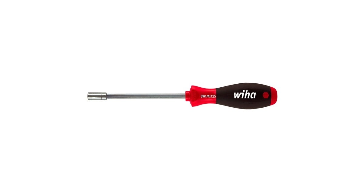 Wiha Schroevendraaier met bithouder SoftFinish magnetisch Zwart/rood, 1/4"