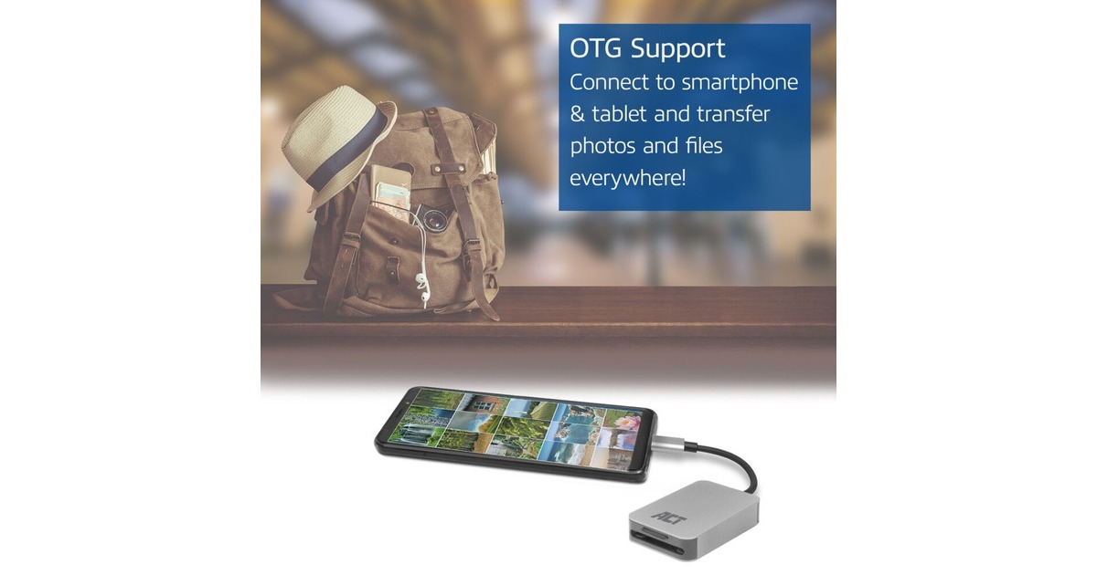 ACT Connectivity USB-C kaartlezer voor SD en micro SD, SD 4.0 UHS-II ...