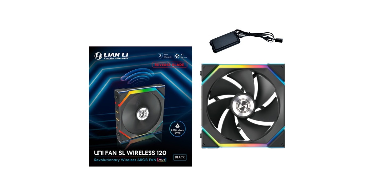 Lian Li UNI FAN SL120 Wireless Reverse Blade case fan Zwart, 4-pin PWM ...
