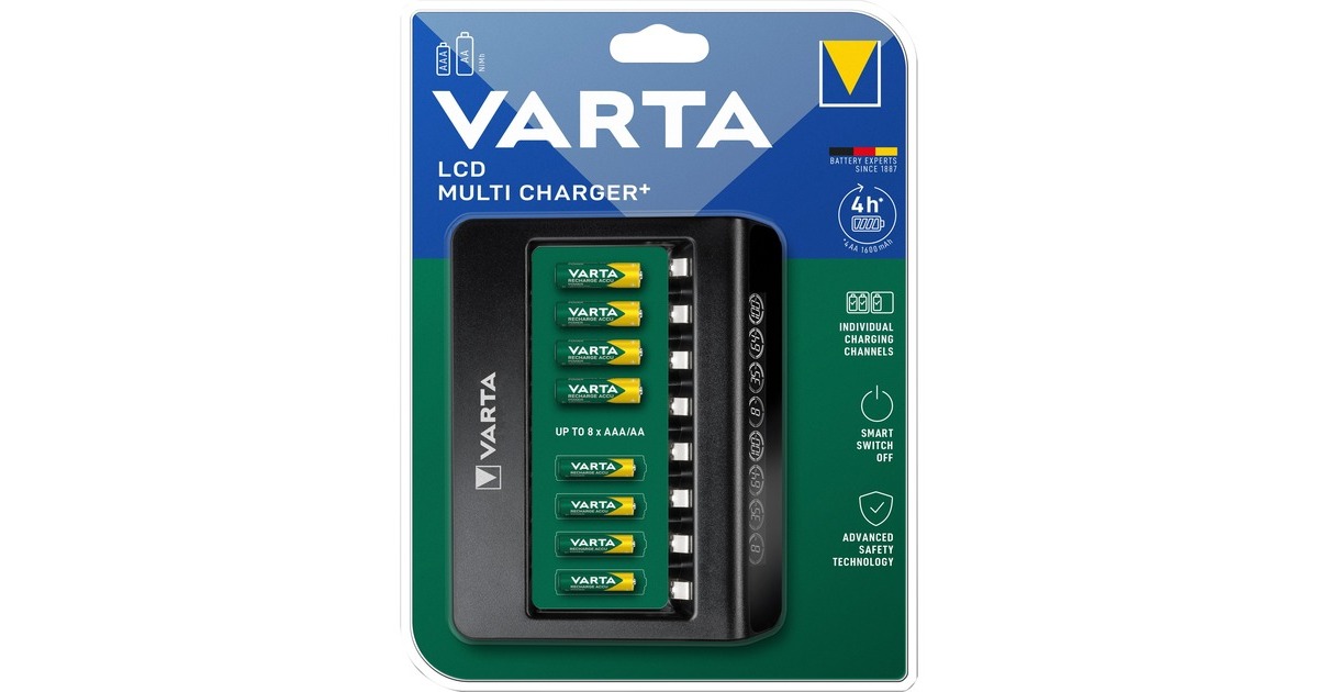Varta LCD Multi Charger+ oplader Zwart, Laadt tot 8x AA of AAA