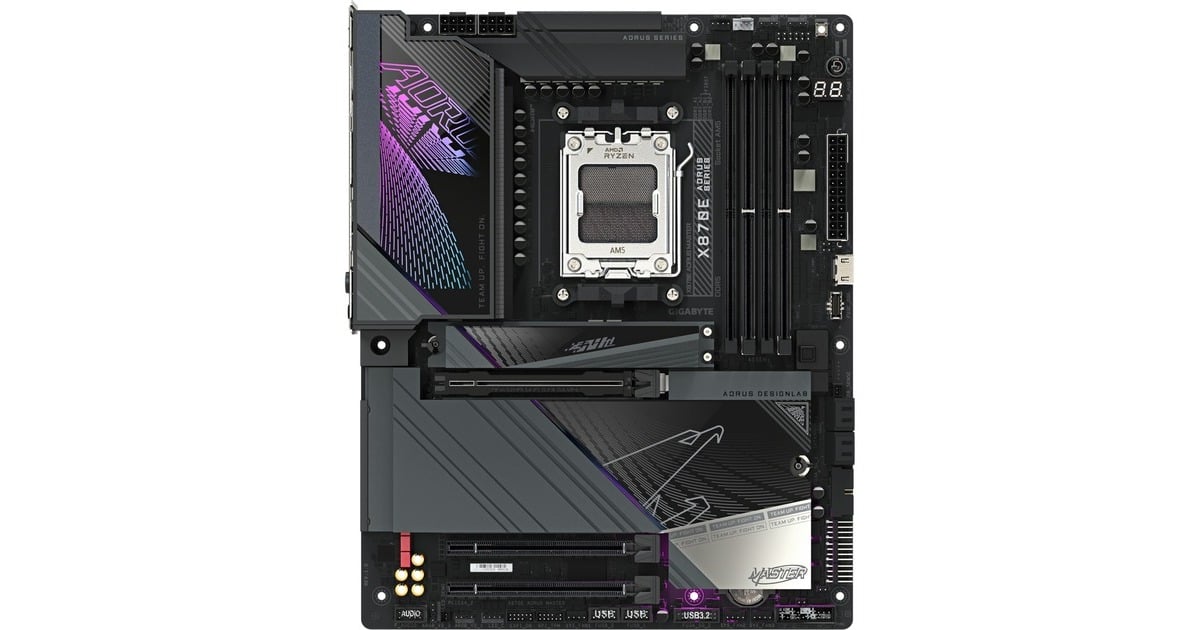 GIGABYTE X870E AORUS MASTER socket AM5 moederbord Zwart, RAID, 5 Gb-LAN ...