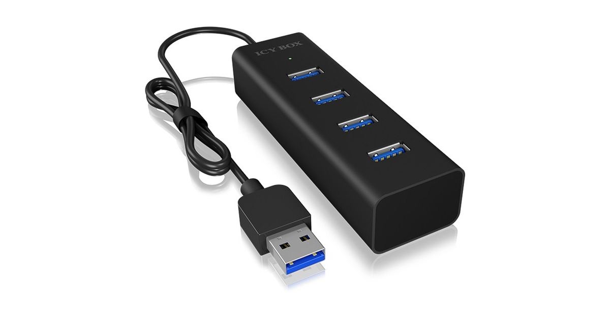 ICY BOX IB-HUB1409-U3 4-port USB-hub Zwart