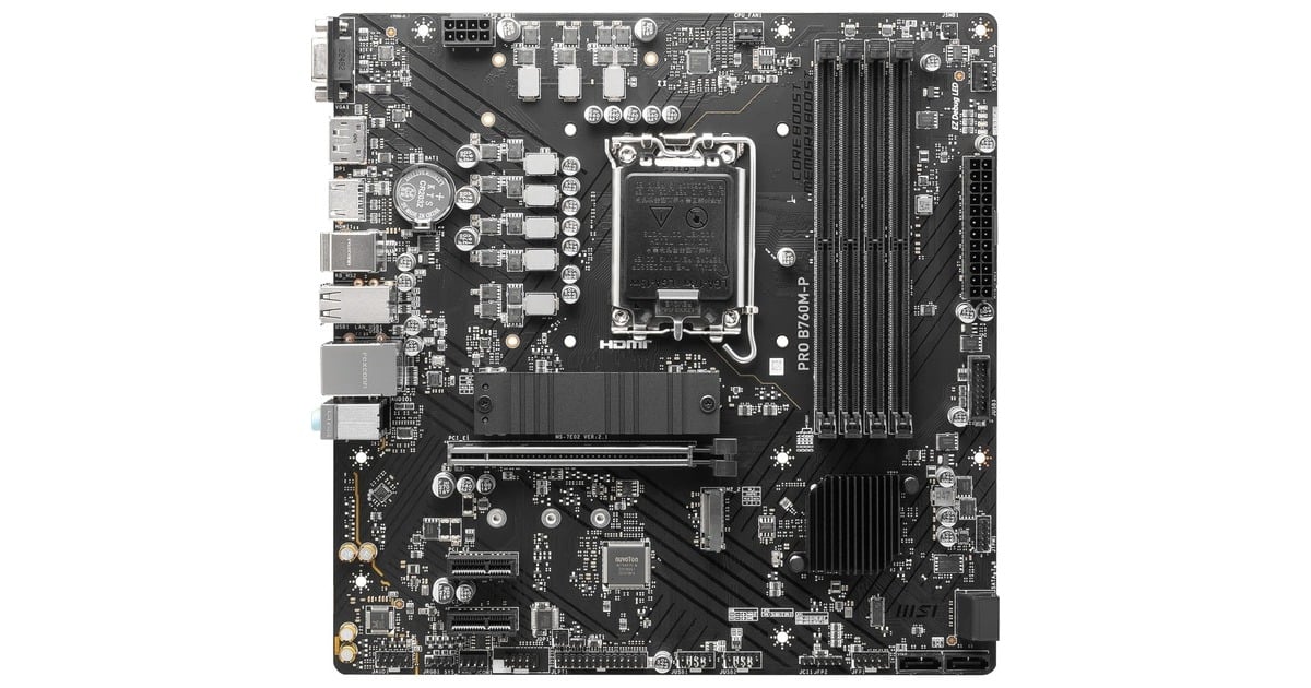 MSI PRO B760M-P socket 1700 moederbord Zwart, RAID, Gb-LAN, Sound, µATX