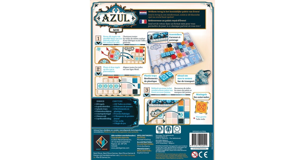 Asmodee Azul Mini Bordspel Frans / Nederlands, 2 - 4 spelers, 30 ...