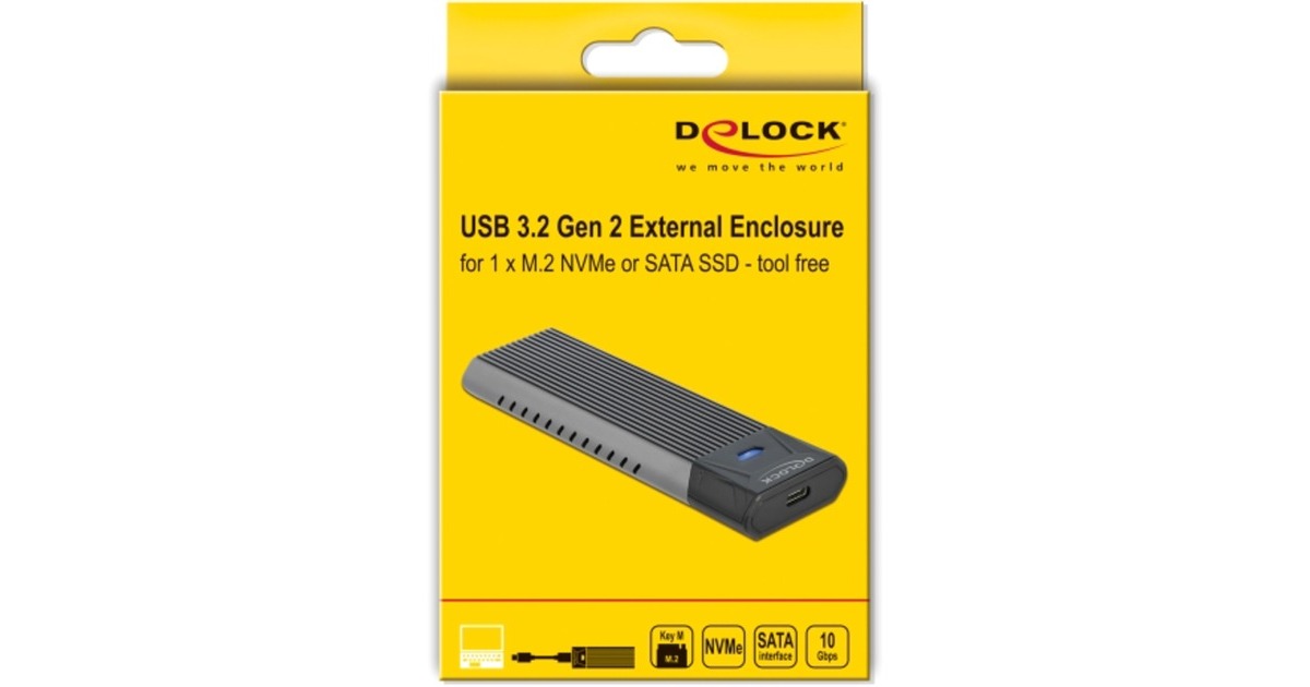 DeLOCK Externe USB Type-C combo behuizing voor M.2 NVMe PCIe of SATA ...