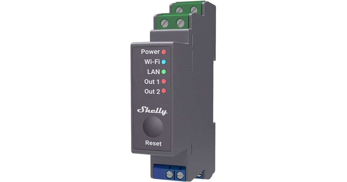 Shelly Pro 2 relais 2-kanaals, Wifi, LAN, Bluetooth
