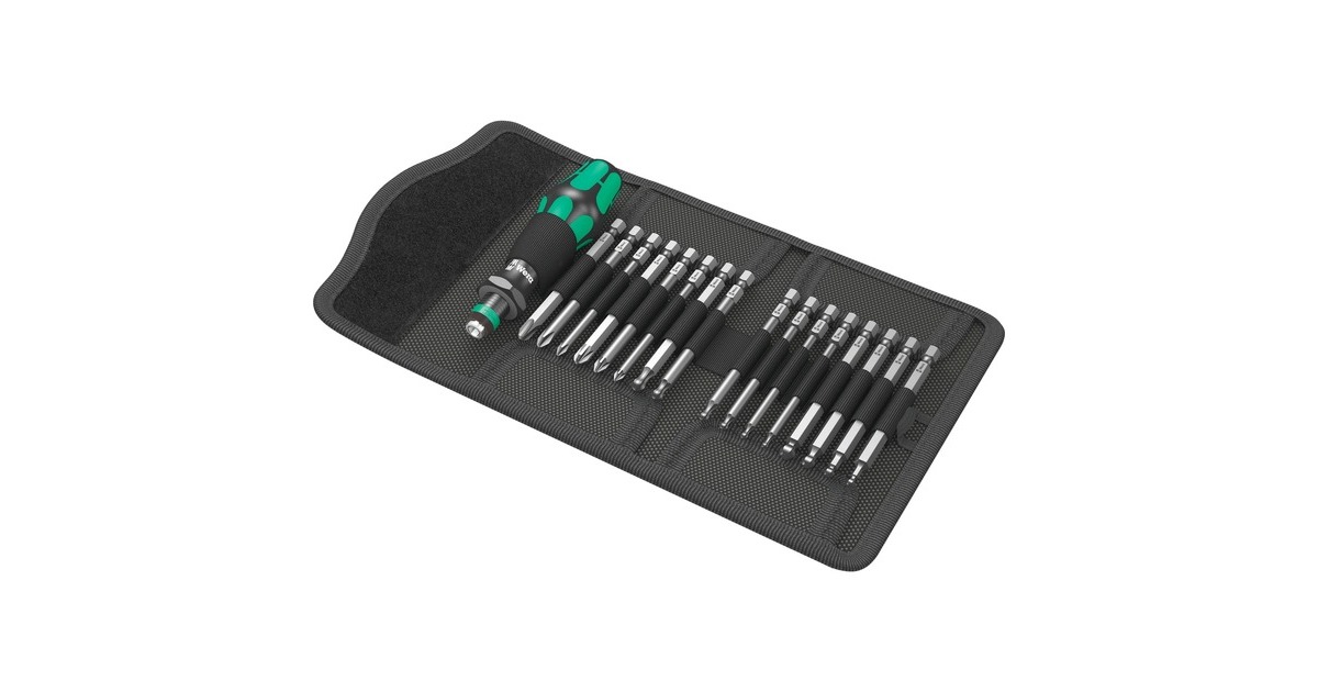 Wera Kraftform Kompakt 60 KK, 17-delig dopsleutel Zwart/groen, Bits met kogelkop