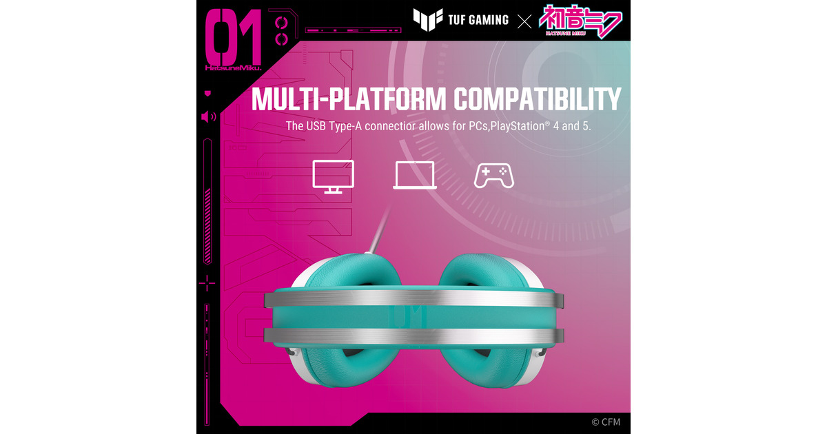 ASUS TUF Gaming H1 Gen II Hatsune Miku Edition over-ear gaming headset ...