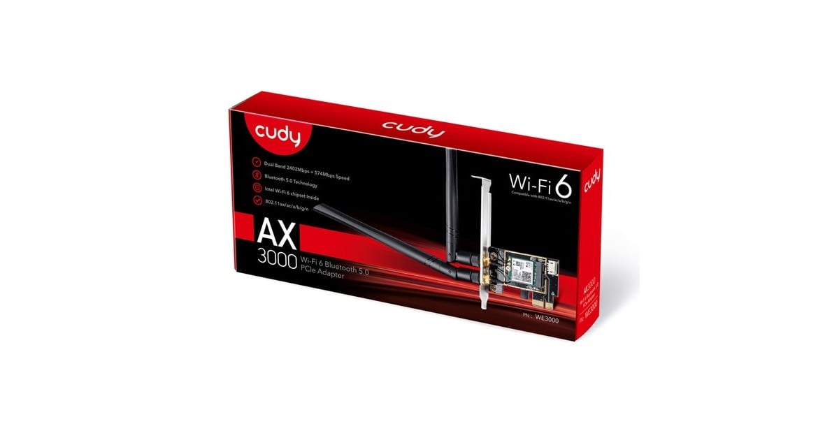Cudy AX3000 Wi-Fi 6 Bluetooth PCI-E wlan adapter Zwart