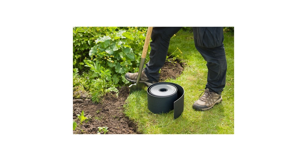 Nature Borderrand van gerecycled polyethyleen begrenzing Zwart, 15 cm x ...