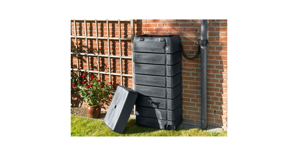 Nature Kunststof muurtank regenton Antraciet, 276 liter