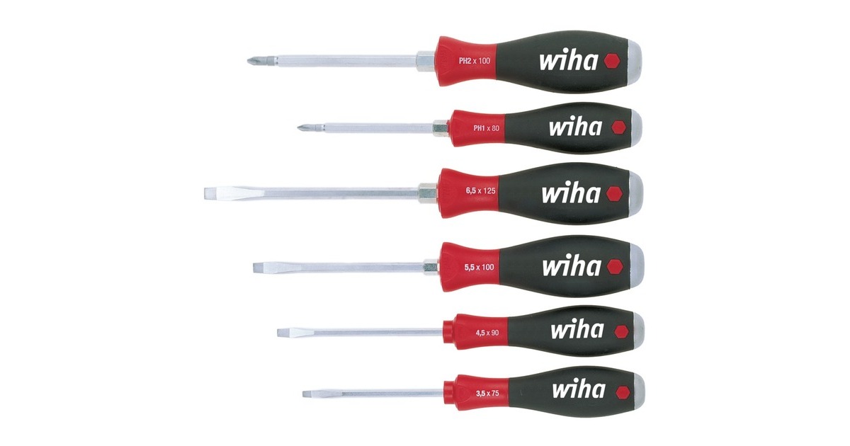 Wiha Schroevendraaierset SoftFinish 21250 Zwart/rood