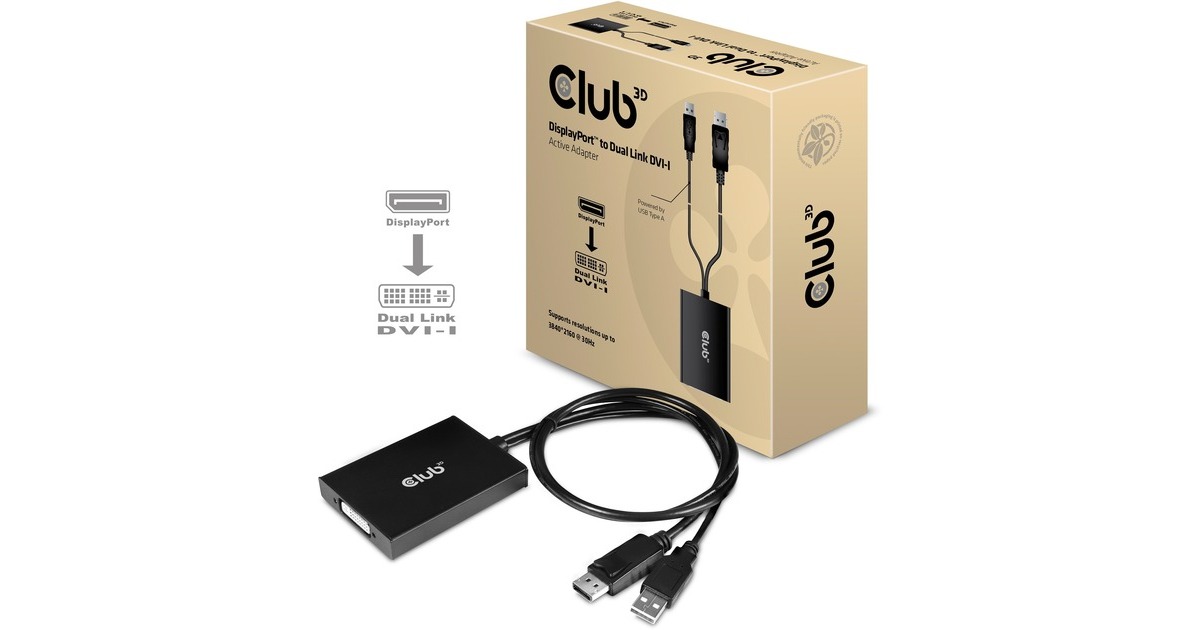 Club 3D DisplayPort to Dual Link DVI-I Active Adapter Zwart ...
