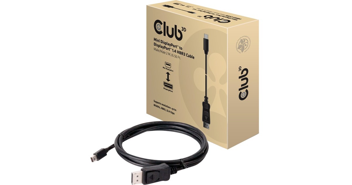 Club 3D Mini DisplayPort > Displayport 1.4 HBR3 kabel Zwart, 2 meter