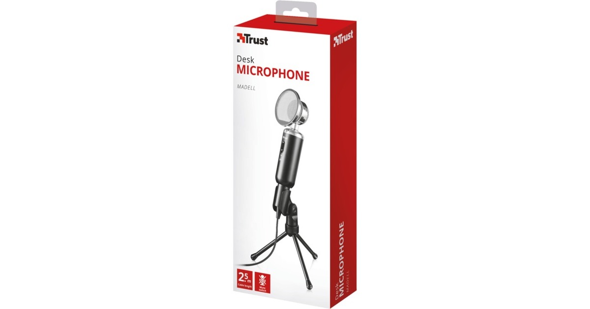 Trust Madell Desk Microphone microfoon Zwart/zilver, 21672