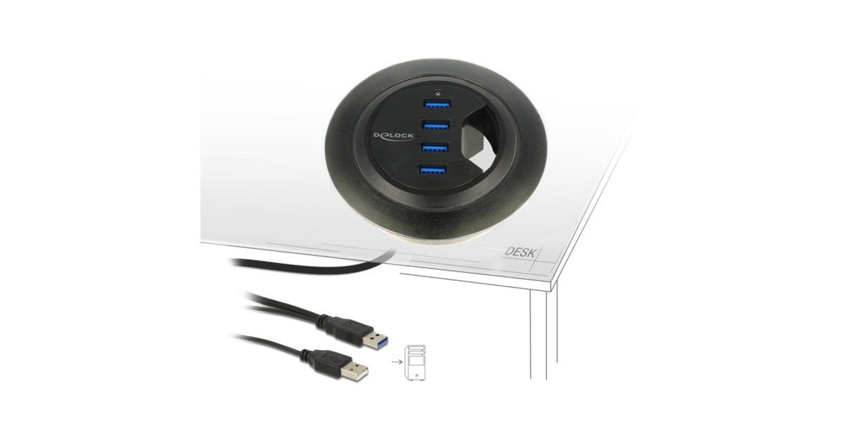 DeLOCK In-Desk Hub 4 Port USB 3.0 usb-hub