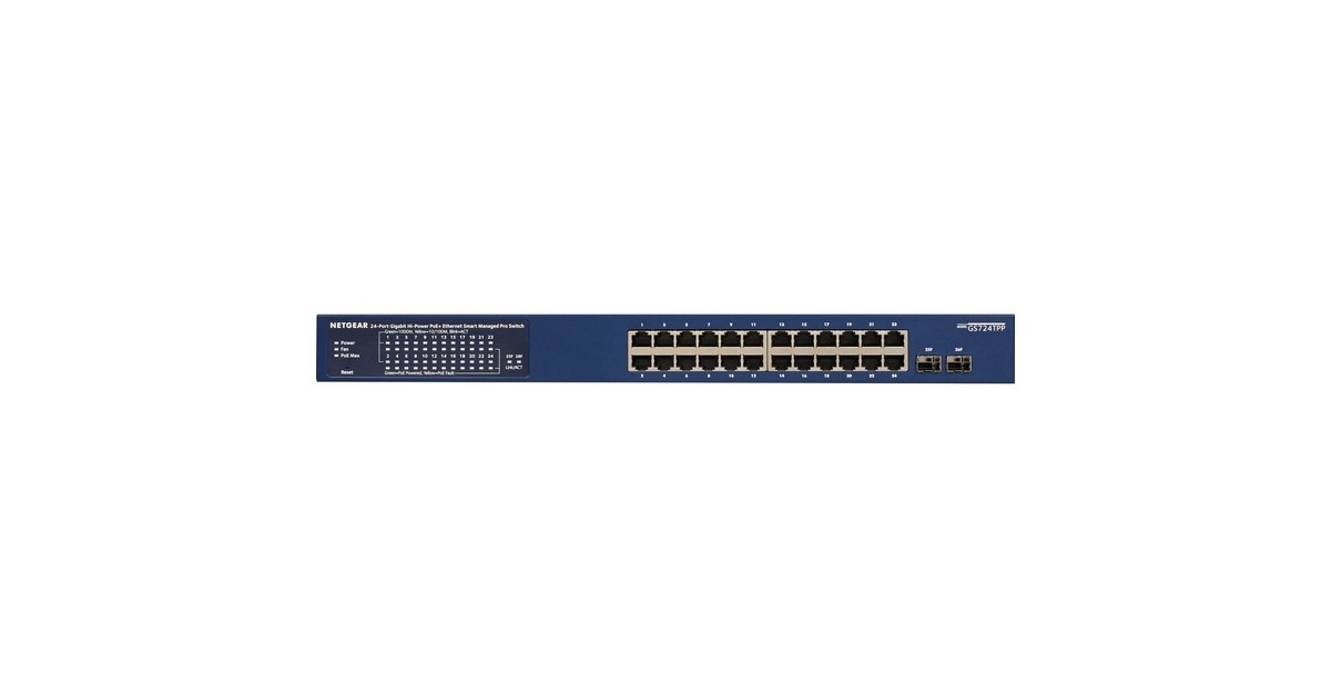 NETGEAR GS724TPP switch Blauw