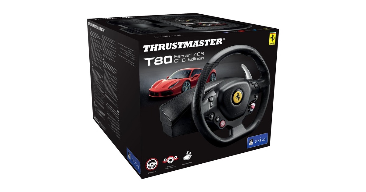 Thrustmaster T80 Ferrari 488 GTB Edition stuur Zwart, Pc, PS4, PS5 Outlet
