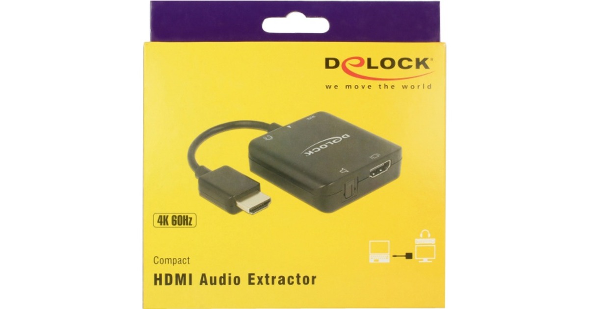 DeLOCK HDMI Audio Extractor compact adapter Zwart, 0,3 meter, 4K 60Hz