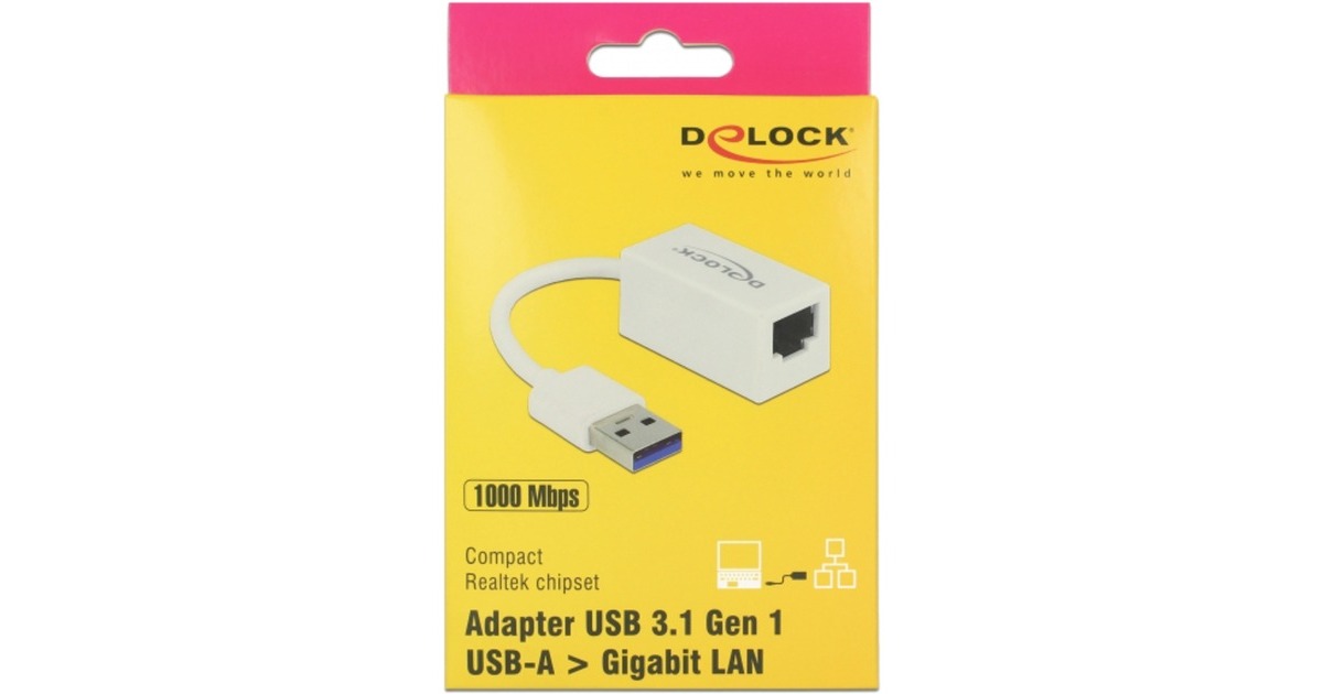 DeLOCK SuperSpeed USB-A (USB 3.1 Gen 1) male > Gigabit LAN 10/100/1000 ...
