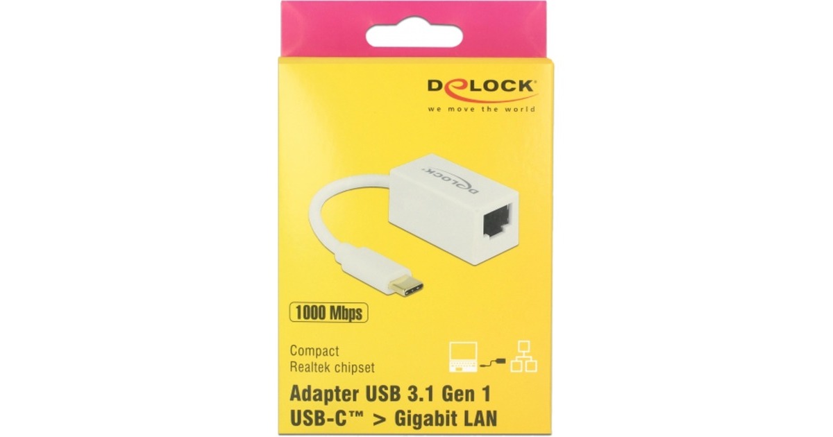 DeLOCK SuperSpeed USB-C (USB 3.1 Gen 1) male > Gigabit LAN 10/100/1000 ...