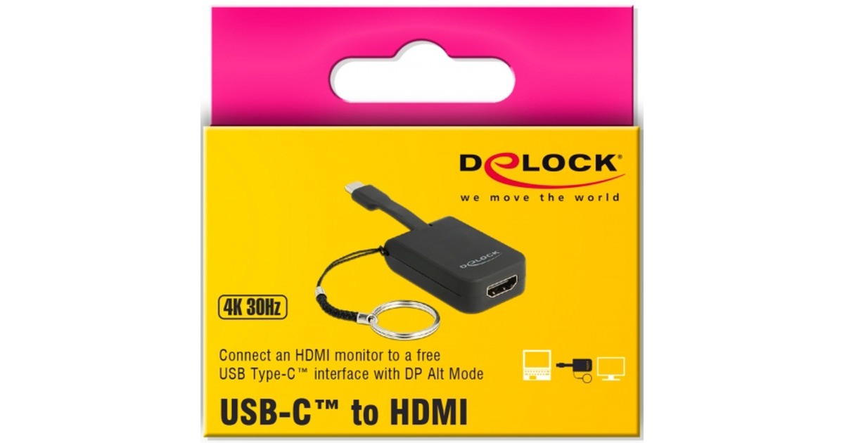 DeLOCK USB-C > HDMI adapter sleutelhanger Zwart, 4K 30Hz