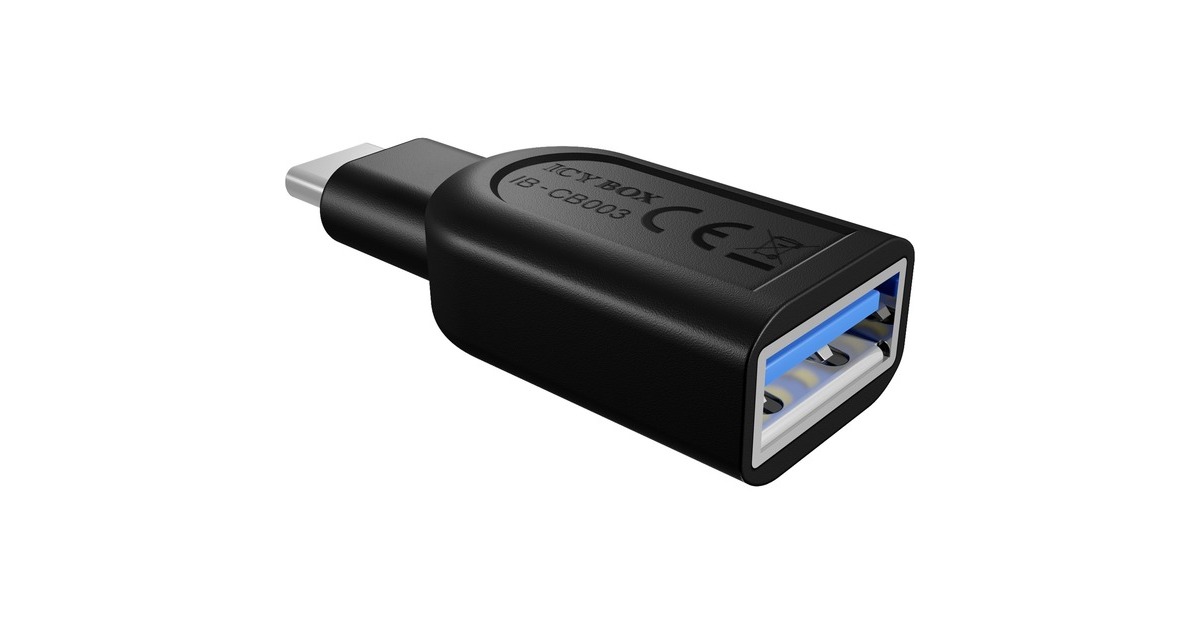 ICY BOX IB-CB003 USB 3.0 Type-C plug naar USB 3.0 Type-A adapter Zwart