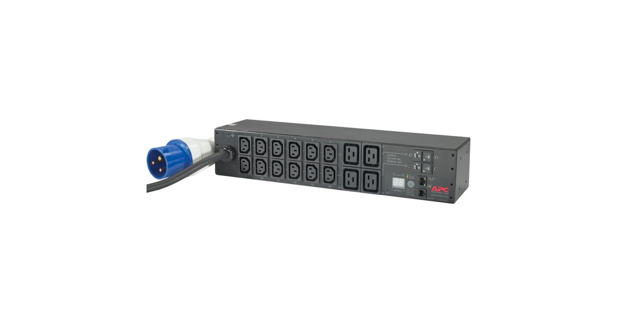 APC Rack PDU Metered AP7822B 0U/2U, 12x C13, 4x C19, IEC 309 32A stekker
