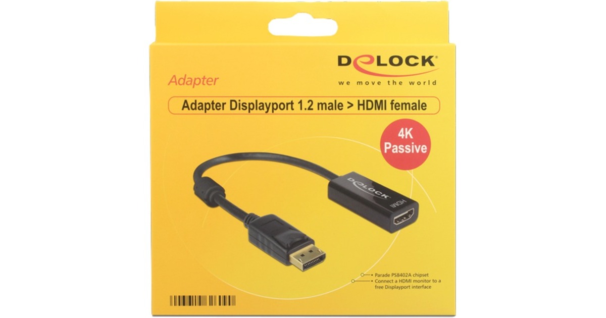 DeLOCK DisplayPort 1.2 > HDMI adapter Zwart, 0,2 meter, 4K