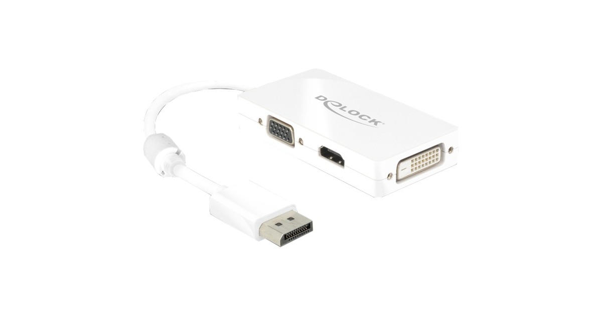 DeLOCK DisplayPort > VGA/HDMI/DVI adapter Wit, 0,16 meter