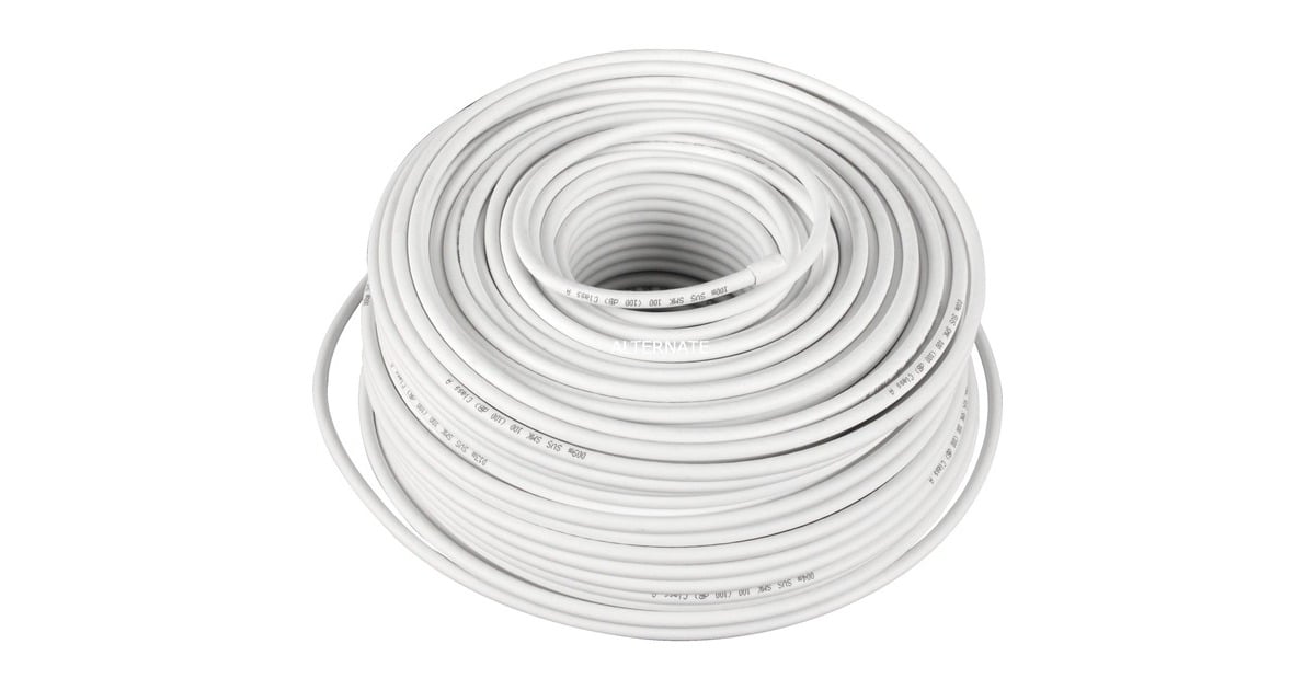 goobay Koaxial Ring kabel Wit, 100 meter