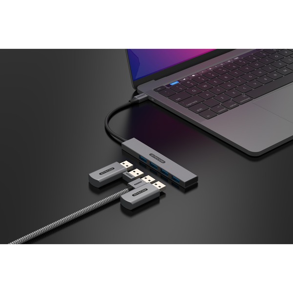 Sitecom USB-C naar 4 x USB-A Tiny Hub usb-hub Grijs
