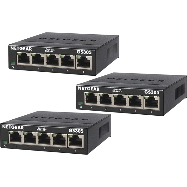 NETGEAR GS305-300PES, 3 pack switch Zwart