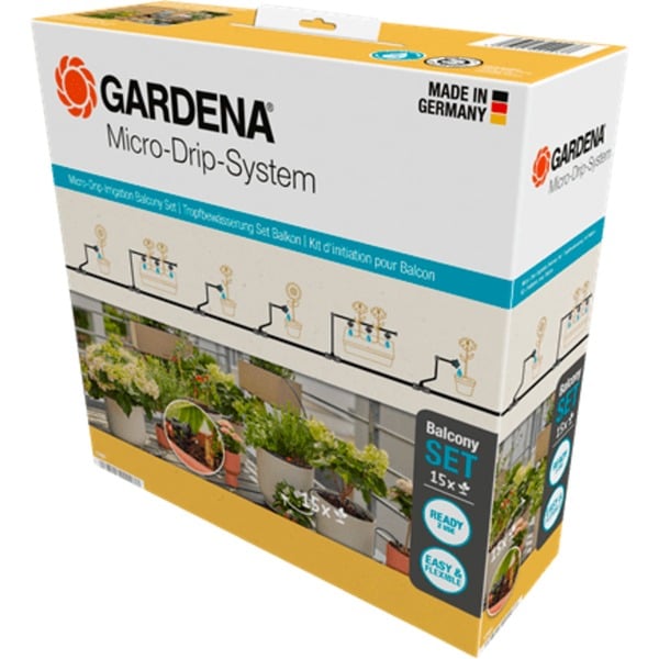 GARDENA Micro-Drip-Bewatering Balkon Set (15 planten) druppelaar Zwart ...