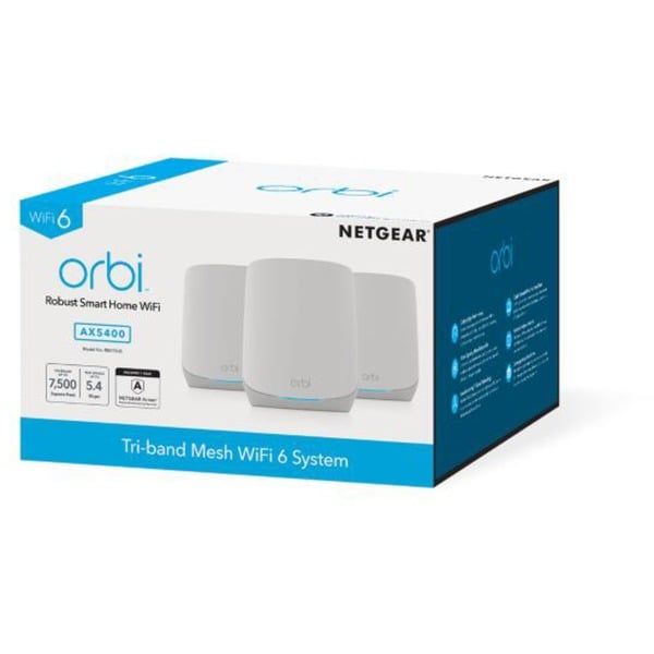 NETGEAR Orbi RBK763s Tri-band Mesh WiFi 6 Systeem mesh router Wit, 1x ...