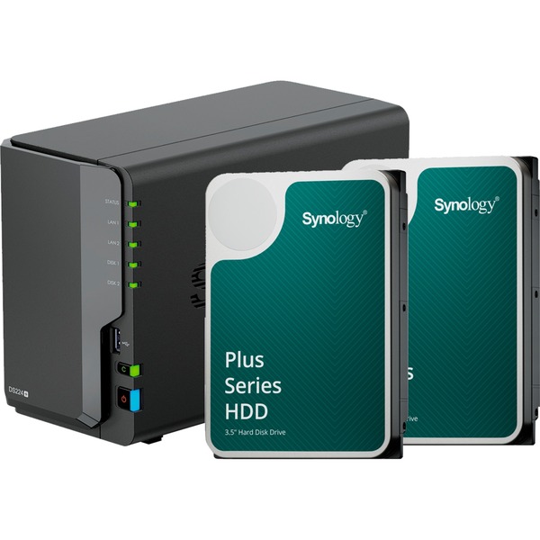 Synology DS224+ incl. 2x HAT3300-4T 4 TB harde schijf nas Zwart, 2x LAN ...