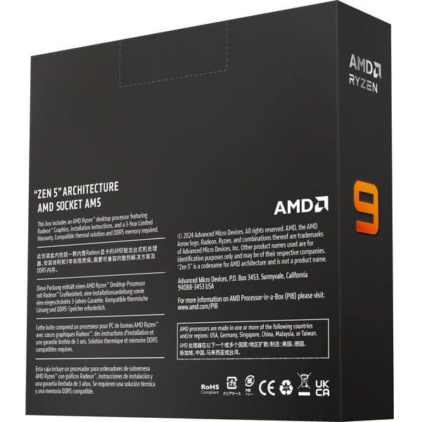 AMD Ryzen 9 9900X, 4,4 GHz (5,6 GHz Turbo Boost) socket AM5 processor ...