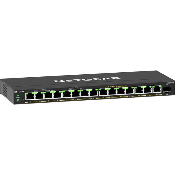 NETGEAR GS316EPP switch Zwart