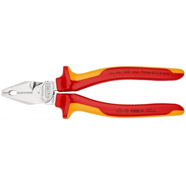 Knipex Kracht-kombitang 02 06 180 VDE combinatietang Rood/geel, Lengte ...