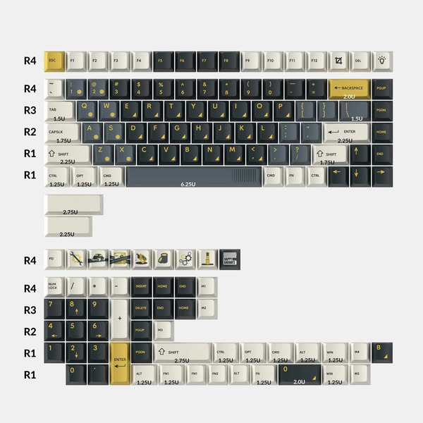 Keychron Retro Garage - Cherry Profiel Dye-Sub PBT Volledige Keycap Set ...