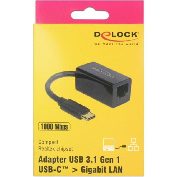 DeLOCK SuperSpeed USB-C (USB 3.1 Gen 1) male > Gigabit LAN 10/100/1000 ...