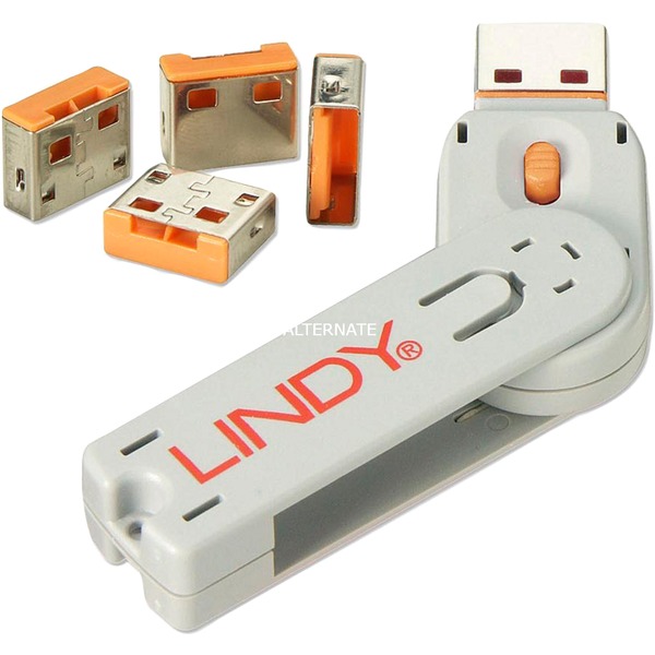 Lindy USB Port Blocker diefstalbeveiliging Oranje, 4-pack